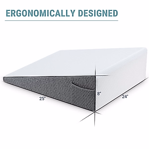 Wedge Pillow with Foam Top for Sleeping,Reading and Rest, 8 Inch Elevated Support Triangle Bed Pillow for Legs and Back Support with Washable Cover