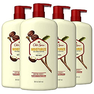 Old Spice Men's Body Wash Moisturize with Shea Butter, 30 oz (Pack of 4)