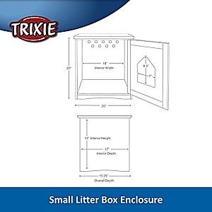 TRIXIE Litter Box Enclosure, Hidden Kitty Litter Box Cabinet, Furniture Style, White,(19.84 LBS)