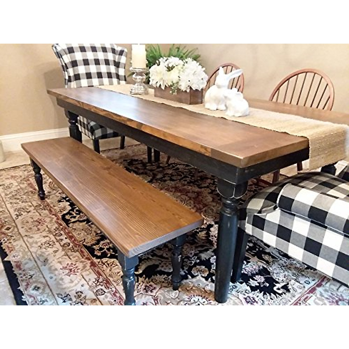 Farm Table with Spindle Legs - Solid Wood Trinity Class Table