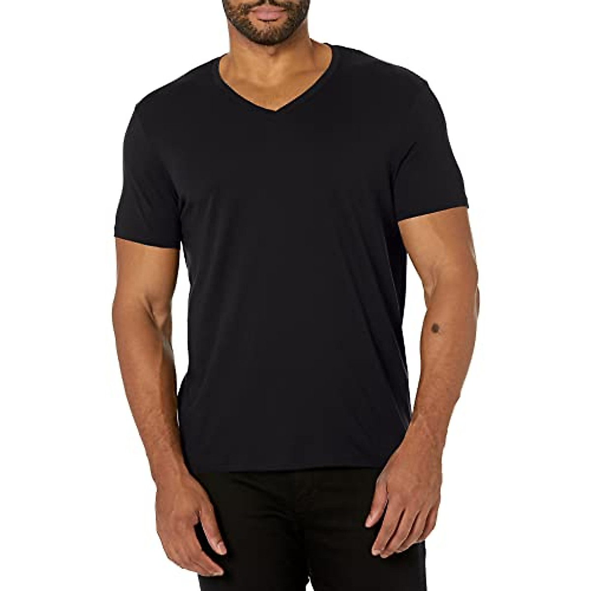 A|X Armani Exchange Men's Basic Pima V Neck Tee, Black, Medium