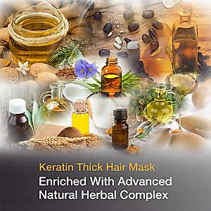 Vitamins Keratin Hair Mask Deep Conditioner - Biotin Protein with Castor Oil Conditioning Repair Treatment for Thick Dry Damaged or Color Treated Curly Wavy and Straight Coarse Hair