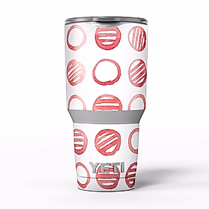 Design Skinz Red Striped Polka Dots - Skin Decal Vinyl Wrap Kit Compatible with The Yeti Rambler Cooler Tumbler Cups