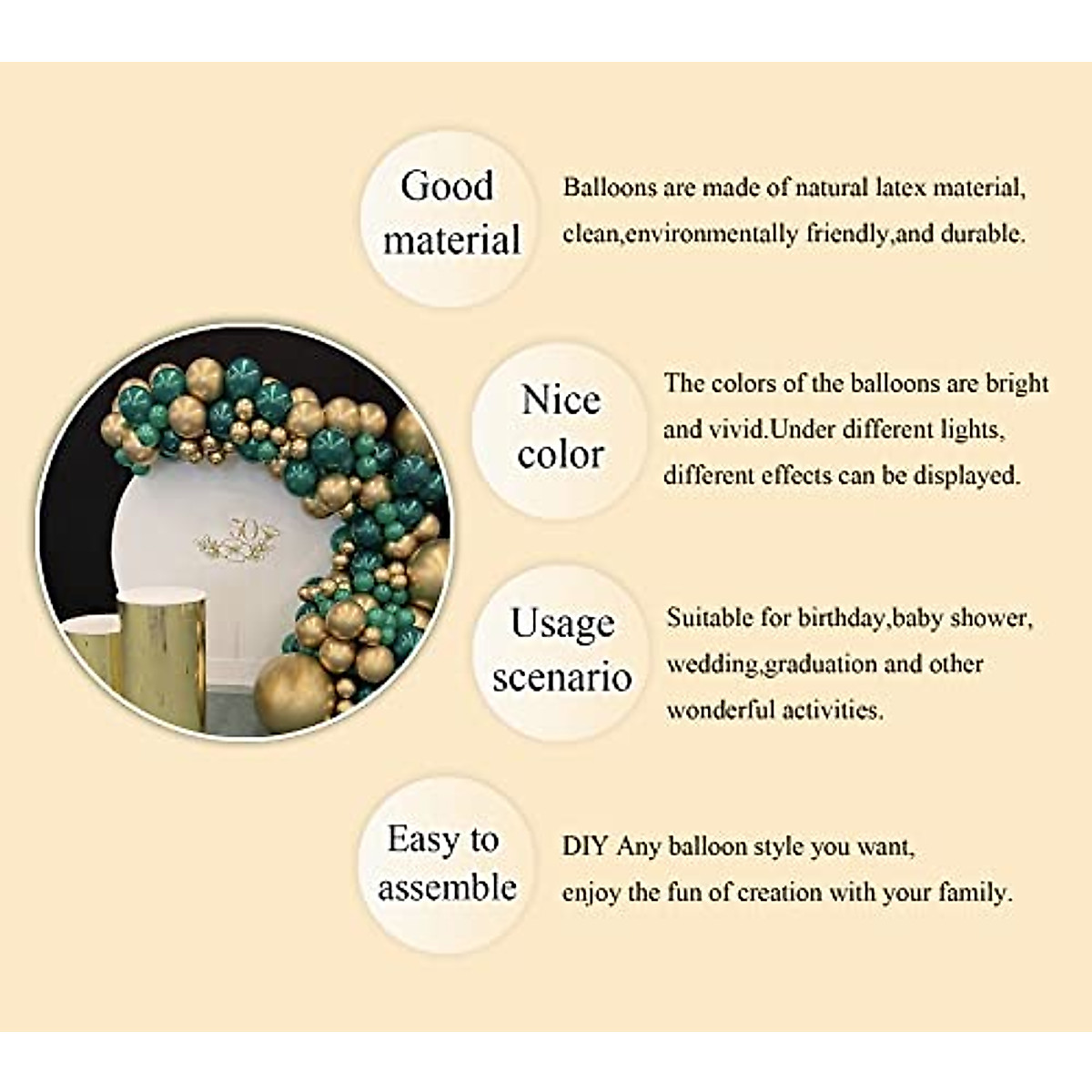 Green Balloon Arch Garland Kit-Metallic Gold Balloon 123Pcs for Birthday,Baby Shower,Picnic,Jungle Safari,Wedding,Anniversary Engagement.