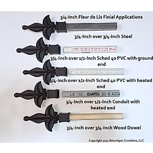 Retrospec Creations 50 Each for 3/4” Plastic Finial Tops for Iron Picket Fence Tops Fleur De Lis – #1-60-34