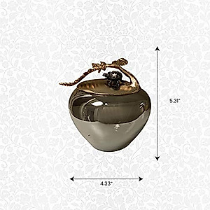 Cotton Jar with Lid in Glass and Metal for Bathroom Decor Cotton SwabHolder, Q-Tip Container Bath Accessory (Fern)