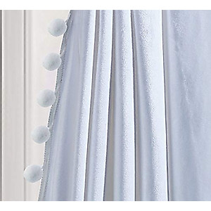 Masterplay Modern 4 - Piece Premium Solid White Velvet Curtain Set with Pom Pom Trim. Drapes/Window Panels 116" Wide X 84" Tall