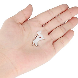 HOUSWEETY 1pc Stainless Steel Dachshund Pendant Keychains Key Rings Pets Jewelry Women Charms Gift 3x1.6cm