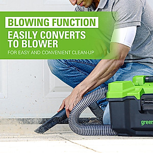 Greenworks 24V Cordless 3Gal Shop Wet/Dry Bare Accessories, Brushless Vacuum Tool Only, Green
