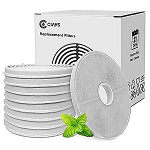 Ciays Replacement Filters 8 pcs Only for Ciays 70.4oz/2L Cat Water Fountain Automatic Induction Water Dog Water Fountain with Battery & Power Cord Powered Pet Water Fountain Bowl