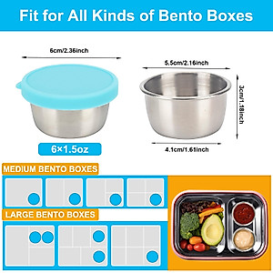 Ecurfu Salad Dressing Containers To Go, 3x1.5 oz Small Condiment Containers with Lids, 18/8 Stainless Steel Dipping Sauce Cups Set Leakproof, Fits in Kids Bento Box for Lunch, Picnic and Travel