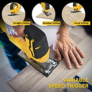 Cordless Jig Saw for DeWalt 20V Battery, 0°-45° Bevel Cuts, Brushless Jigsaw Tool, 3-Position Orbital for Wood/Metal/PVC Cutting