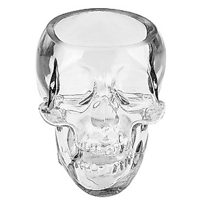 CGIZEA 2 Piece Skull Glass Cups 13.5oz Halloween Skull Decor Cups Crystal Skull Shot Glasses Vodka Spirits Clear Glass Cups Stylish Tiki Glass Tiki Mug Tiki Cup Cocktail Glasses Hawaiian Style Glass