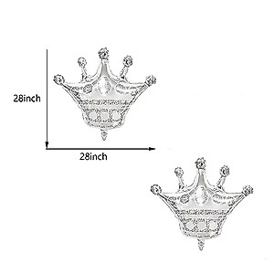5PCS 30inch Silver Crown Balloons Crown Shaped Foil Mylar Balloons for Baby Shower Kids' Girls Wedding Birthday Party Decorations