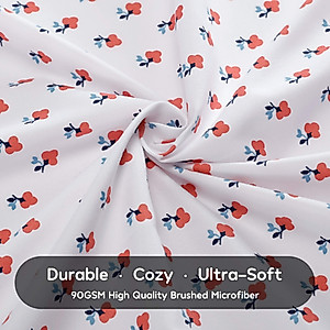 SLEEP ZONE Kids Printed Twin Bed Sheets Set 3-Piece - Super Soft & Cute Kids Sheet Set with Flat Sheet, Fitted Sheet, Pillowcase (Twin, Little Bouquet Red)