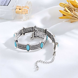 Olbye Turquoise Necklace Silver Short Necklace Choker Personalize Boho Necklace Jewelry for Women