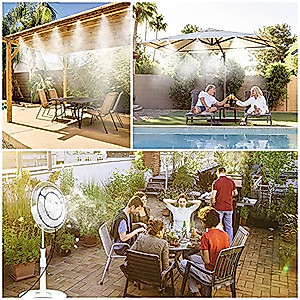 Misters for Outside Patio,Outdoor Water Misting Cooling System,50FT|15M.Backyard Mist Hose Kit for Garden,Greenhouse,Fan,Deck,Umbrella,Canopy,Pool,Porch.Trampoline Sprinkler Park,BBQ Party Accessories