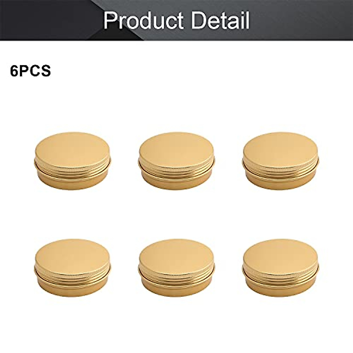 Othmro 6pcs 2oz Metal Round Tins Aluminum Tin Cans Containers with Screw Lid, 68 * 25mm(DxH) Gold tin cans for Salve, Spices, Lip Balm, Tea or Candies 60ml
