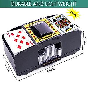 Rareidel Automatic Card Shuffler 2 Deck, Battery Operated Card Dealer Machine, Electric Casino Card Shuffler for UNO, Blackjack, Texas Hold'em, Home Card Games