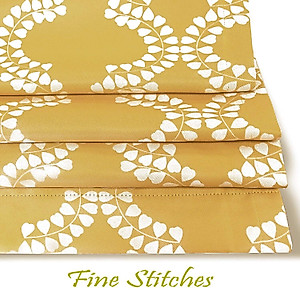 DriftAway Julianna Valance Geometric Leaf Pattern Thermal Blackout Window Curtain Valance Rod Pocket 52 Inch by 18 Inch Plus 2 Inch Header Golden Yellow