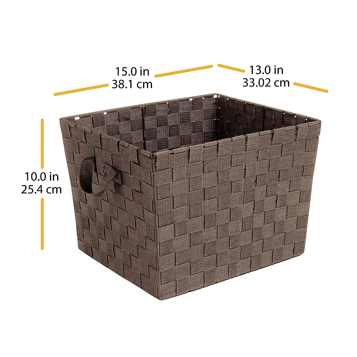 Whitmor Woven Strap Storage Tote Java Brown 13 by 15 by 10"