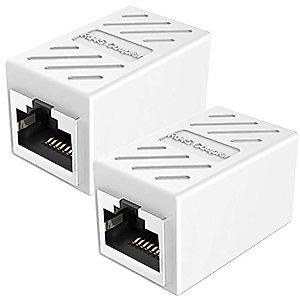 PLUSPOE Ethernet Coupler, 2 Pack Inline Coupler Cable Extender Adapter Female to Female for Cat7 Cat6 Cat5e Cable