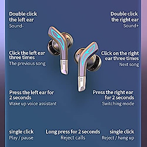 6H Use Wireless in-Ear Gaming Earbuds 2Pcs MD158 Wireless Earbuds Portable Low Delay Mini Practical TWS Bluetooth 5.2 in-Ear Earphones for Gaming Black