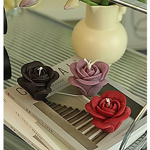 Rose Flower Shaped Scented Candle,160G Large Handmade Soy Wax Decorative Aroma Candle for Table Photo Prop,Prefect Gift for Meditation Stress Relief Mood Boosting Bath Yoga (Red)