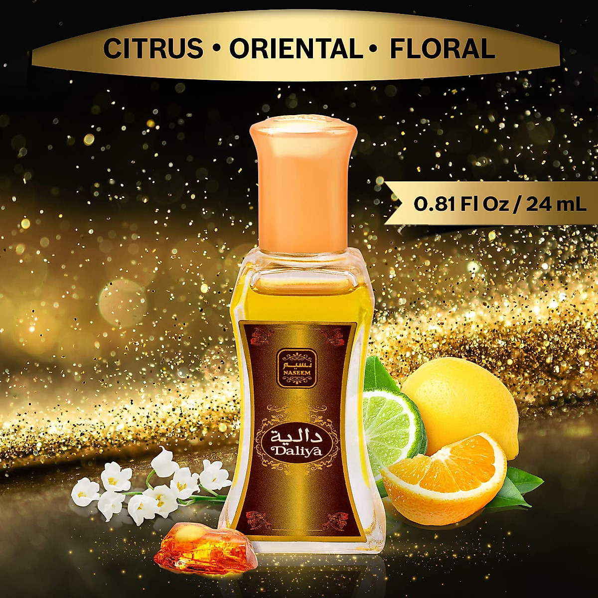 Naseem Daliya Perfume Oil Rollerball Alcohol Free with composition of Spicy Citrus Musk Amber Long Lasting Arabian Fragrance Oil for Women 0.81 Fl Oz