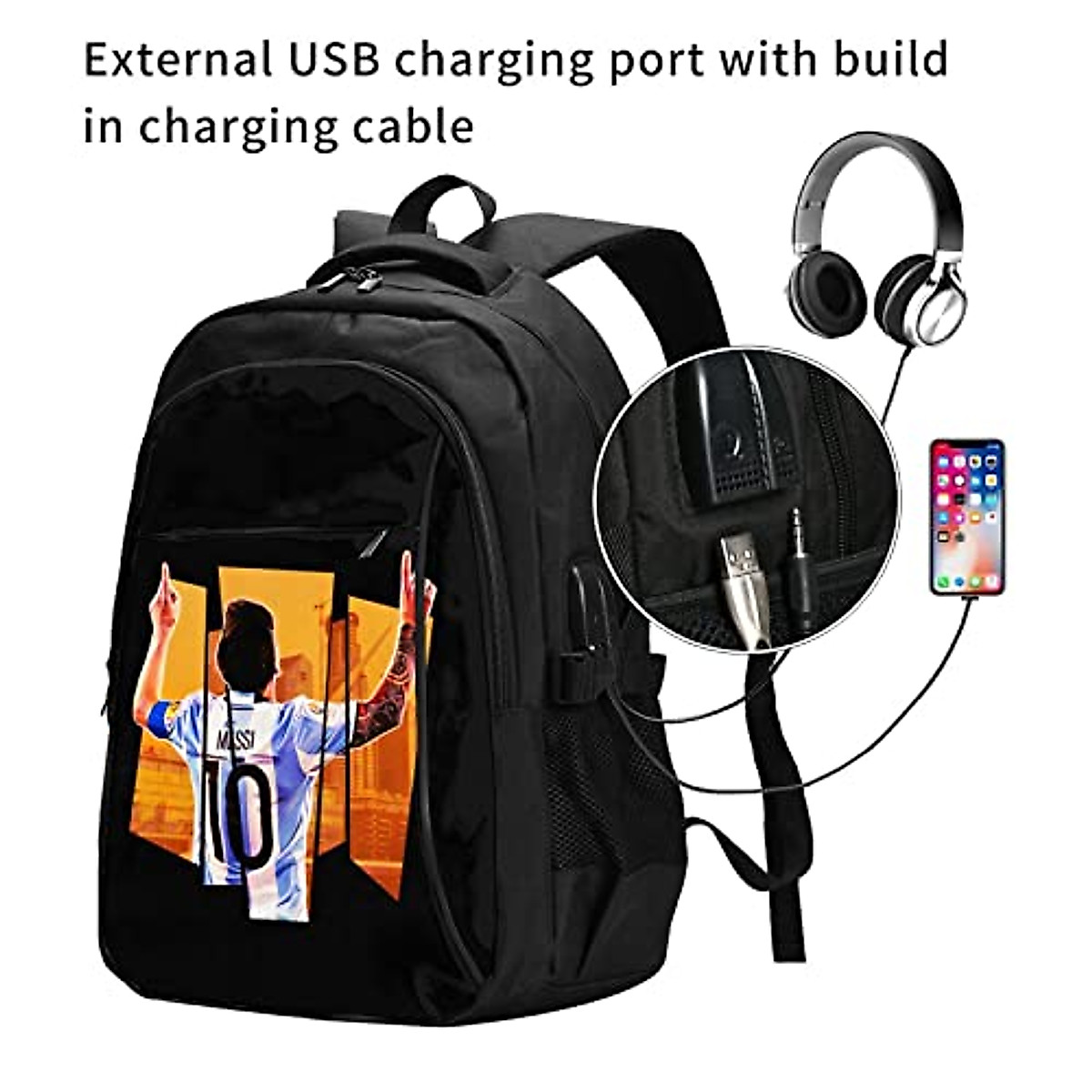 Luja Dling #10 Messi 2023 Adult Backpacks Bag Laptop Bag Bookbag Usb Backpack 17 Inch For Daily