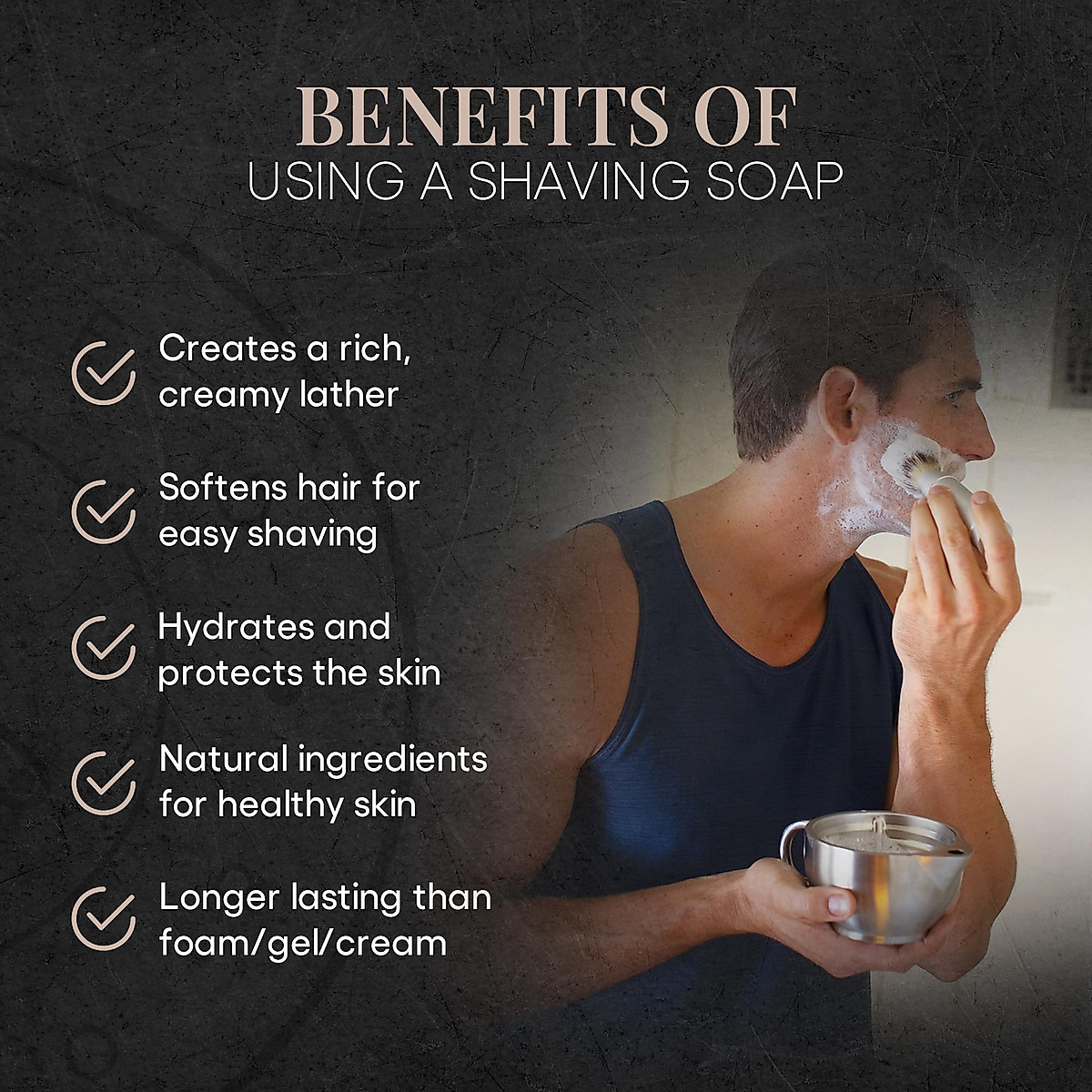 Handmade Natural Organic Shave Soap - Large 7oz Tin Shaving Soap, Shave Soap For Men With Dry Sensitive Skin, Made With Olive Oil, Coconut Oil, Palm Oil, Shea Butter, Beeswax, Creamy Lather (Neutral)