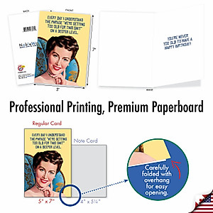 NobleWorks - 1 Hilarious Happy Birthday Card - Funny Retro Women Humor, Celebrate Birthdays - Getting Too Old C7239BDG