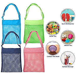 Rimobul Sand Away Beach Treasures Seashell Pocket Mesh Bags - Set of 4(Large)