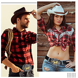 Xuniea Western Cowboy Belts for Men Women Horse Buckle Belt Cowgirl Leather Belt(for 36-39" Waist,Black)