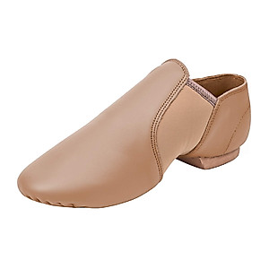 Stelle Jazz Shoes for Girls Boys Leather Unisex Slip-On Dance Shoes (Toddler/Little Kid/Big Kid)(Tan,2ML)