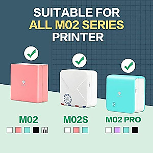 Phomemo M02 Mini Bluetooth Thermal Pocket Printer (Pink) with 3 Rolls Adhesive White/Gold/Silver Glitter Sticker Paper, Compatible with iOS + Android for Plan Journal, Study Notes, DIY, Work, Gift