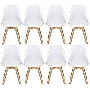 Yaheetech Dining Chairs DSW Chair Shell Lounge Plastic Side Chair Modern Mid Century Dining Room Living Room Bedroom Kitchen Chairs Accent Chair White,8Pcs
