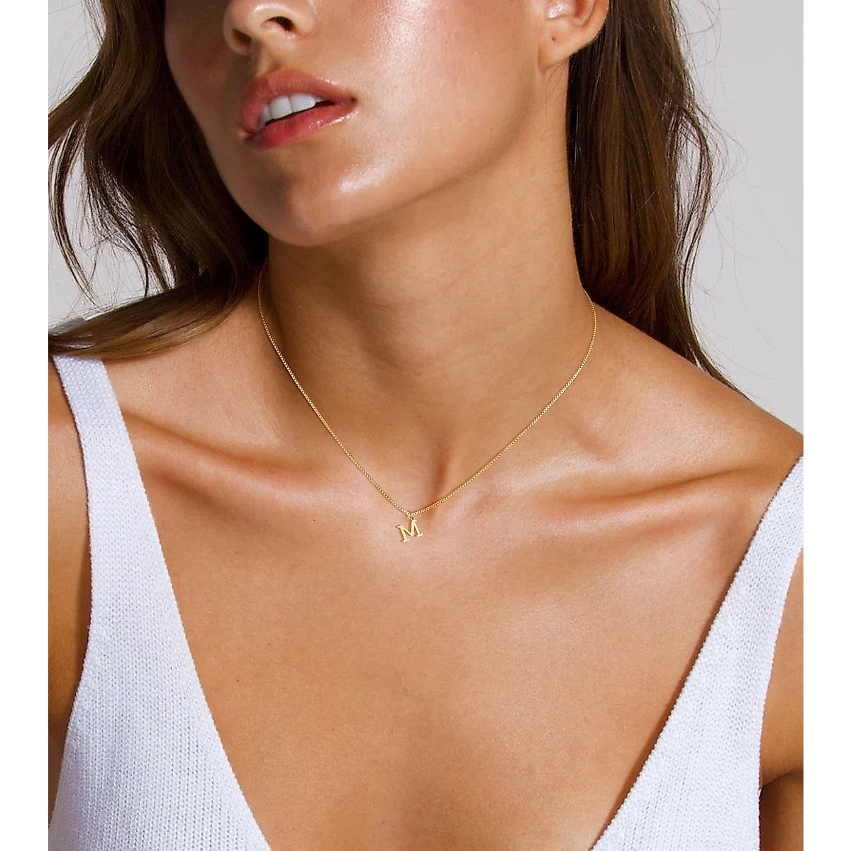 Foxgirl Gold Initial Necklaces for Women, Dainty Gold Letter Necklace Tiny A-Z Pendant Choker Necklace Trendy Cute Personalized Monogram Name Necklace Gold Jewelry Necklace for Women Gift