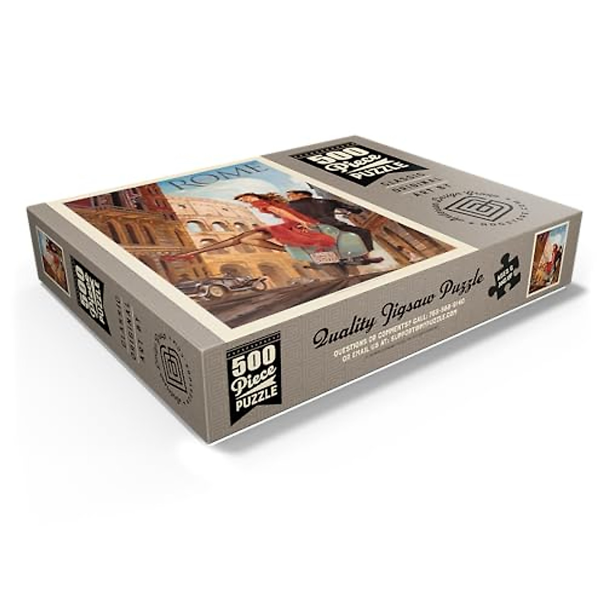 MyPuzzle Italy: Rome by Vespa, Vintage Poster - Premium 500 Piece Jigsaw Puzzle for Adults