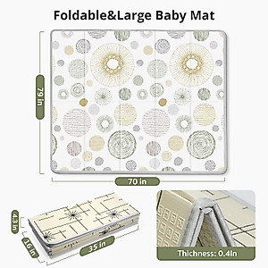 Baby Play Mat 79x71, Extra Large Baby Mat for Floor, Foldable Play XPE Foam Mat, Reversible Crawling Mat for Baby, Waterproof, Safe & Thick Playmats for Babies and Toddlers, Indoor & Outdoor Use