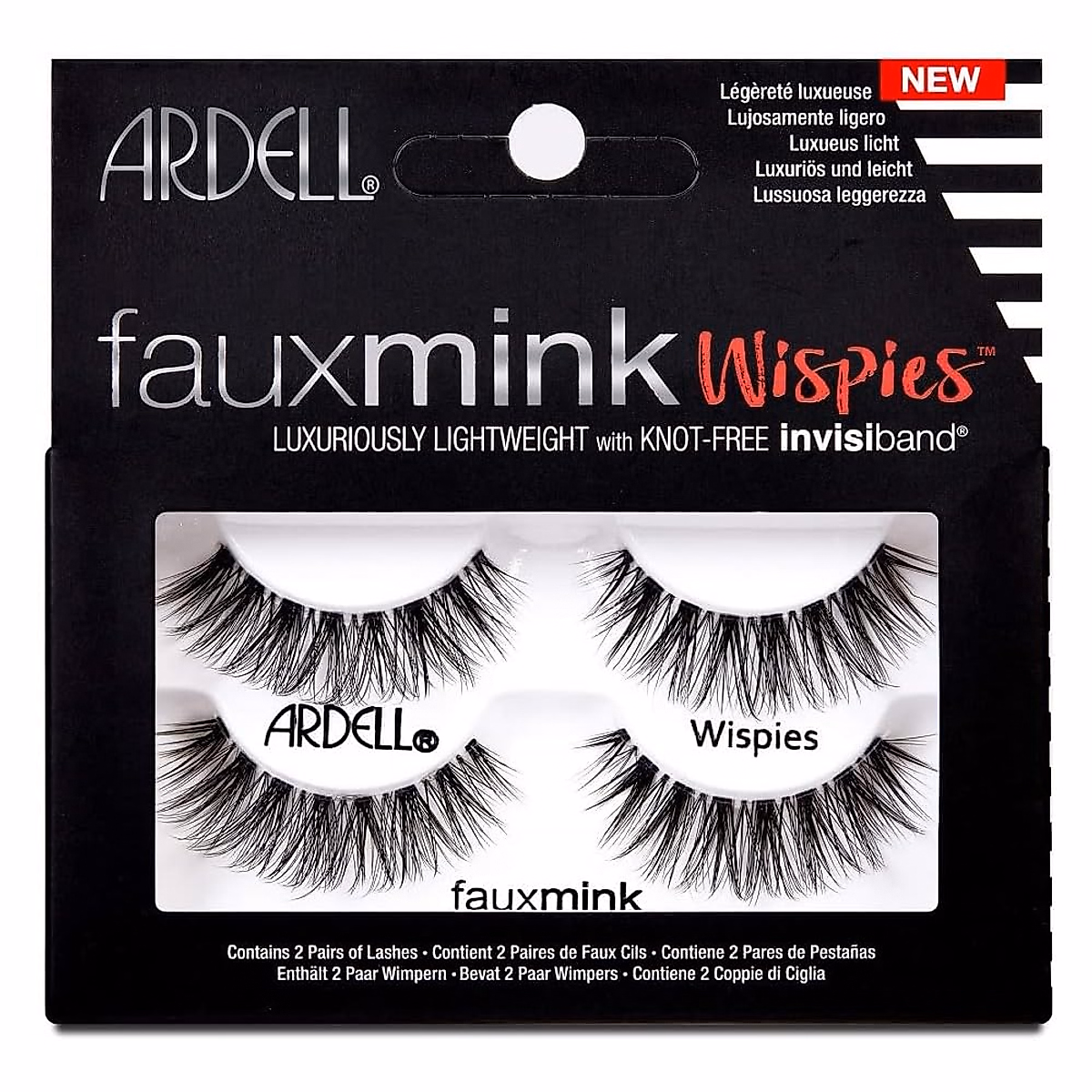 Ardell Faux Mink Wispies False Eyelashes, Light Volume, Short Length, Vegan Friendly, 2 Pairs (Pack of 1)