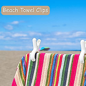 12 Pack Plastic Clothes Pins with Strong Anti-Rust Springs,Heavy Duty Beach Towel Clips,Laundry Clothespins to Keep Your Towel, Clothes, Blankets to Dry on Clothesline and Hanging Rack