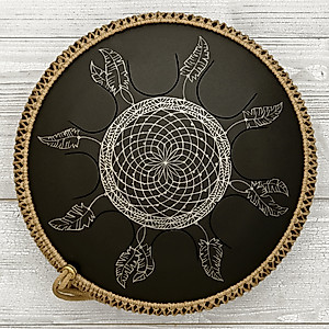GUDA DRUM Freezbee Dreamcatcher black with Rope Decoration. Best Tongue drum