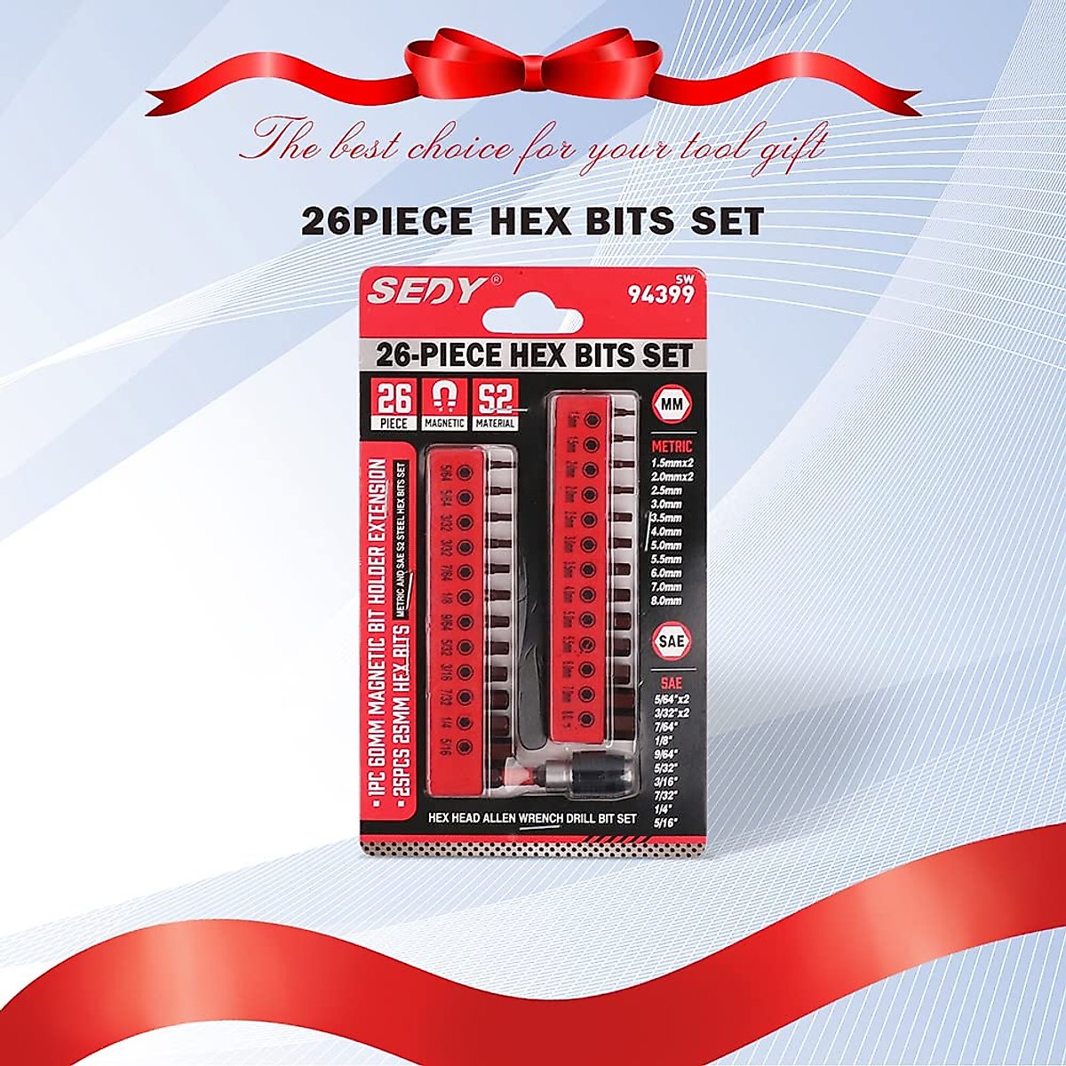 25-Piece Hex Bit Set - Premium Allen Key Drill Bit Set, Durable Allen Wrench Drill Bits, Hex Ket Drill Bit Set & Quick Change Bit Holder, SAE Metric Hex Drill Bit Set Strong Magnetic Tips