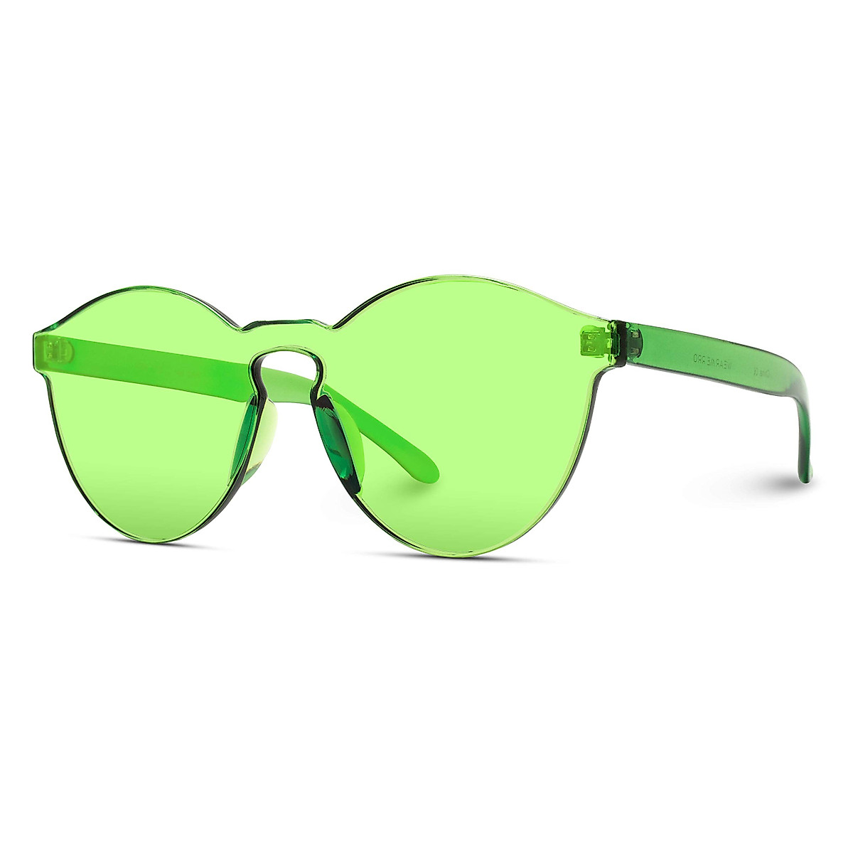 WearMe Pro Colorful One Piece Transparent Round Sunglasses | Fun Rimless Glasses for Women and Men | Retro Festival Sunnies