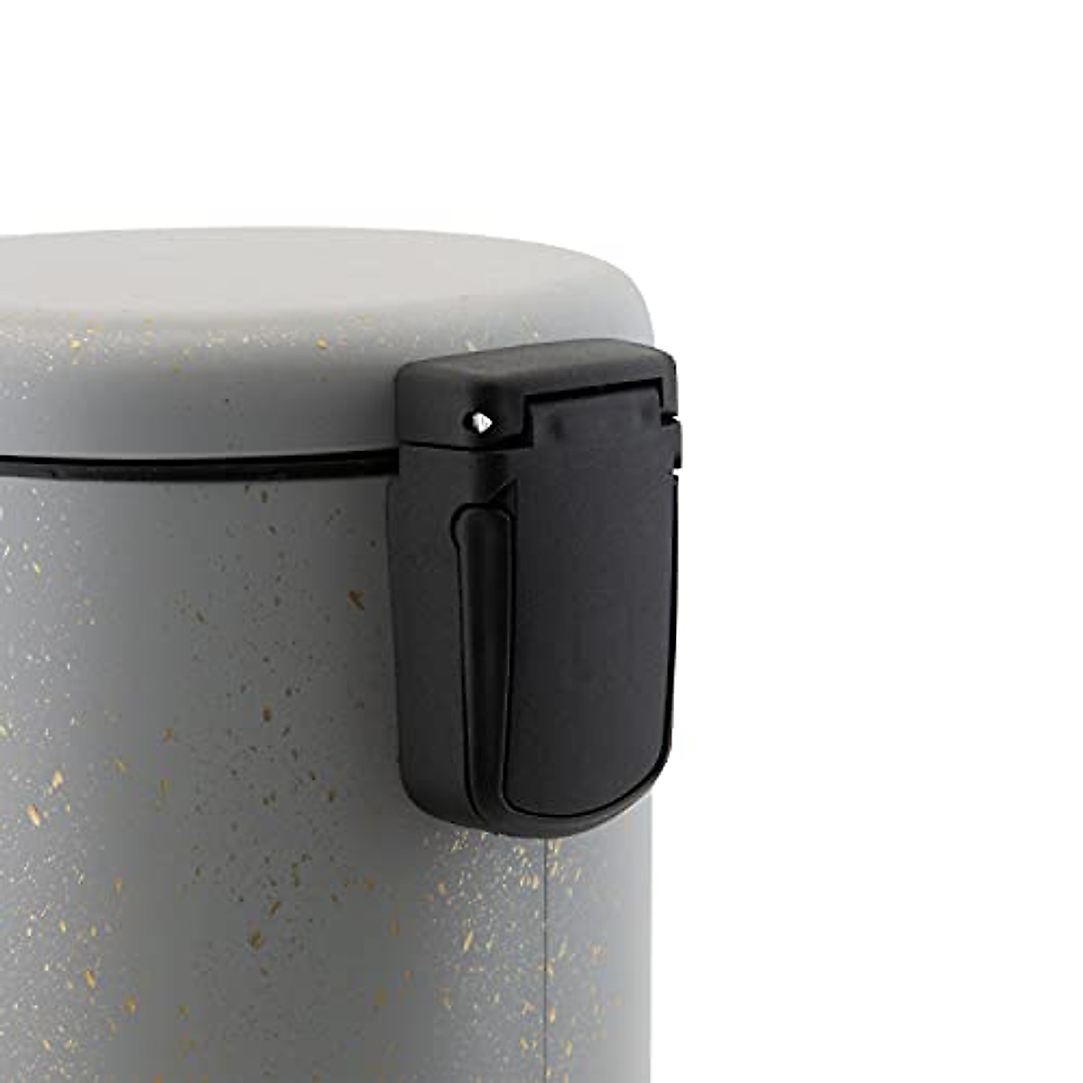 Elle Décor Step Bin with Lid Trash Can | Dimensions: 8.7"x 6.7"x 9.8" | 3 Liter | Speckled Design | Bathroom Accessories | Easy Open and Close | Grey