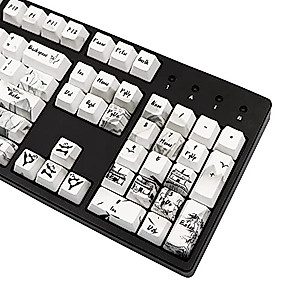 JSJT Custom Keycaps 110 Keys Panda Keycaps PBT Dye Sublimation Japanese Keycaps OEM Profile Keycaps with Keycap Puller for Cherry MX Switch 104/87/71/61 60 Percent Mechanical Keyboard