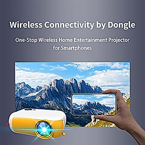 Portable Mini Projector, 1080P Supported HD Projector, Home Video Projector and Outdoor Movie Projector, Small Projector Powered by 5V 2A Mobile Power (Power Bank Not Included) (Yellow)
