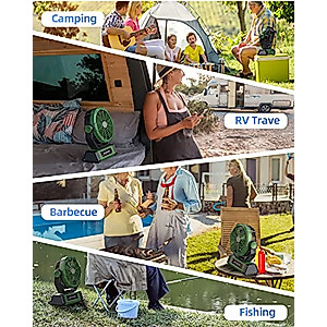 Korbot Camping Fan - 20000mAh 9-Inch Battery Operated Fan(60Hrs) - Portable Fan Rechargeable - USB Fan with Light & Remote for Indoor, Outdoor e.g. Travel, Fishing - Gifts for Men/Women/Boyfriend
