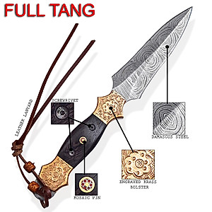 Damascus Steel fixed Blade Hunting Knife Camping Hiking. SM11